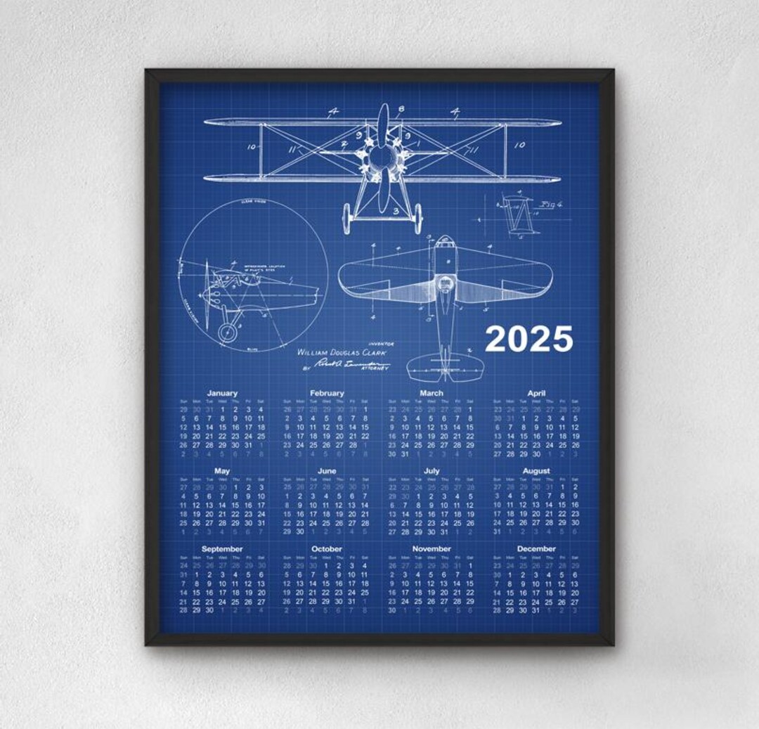 Biplane Aircraft Calendar 2025, Biplane Aircraft Design Print ...