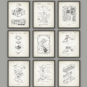 Ultimate Computer Patent Wall Art Poster Set of 9 Computer Room Home ...