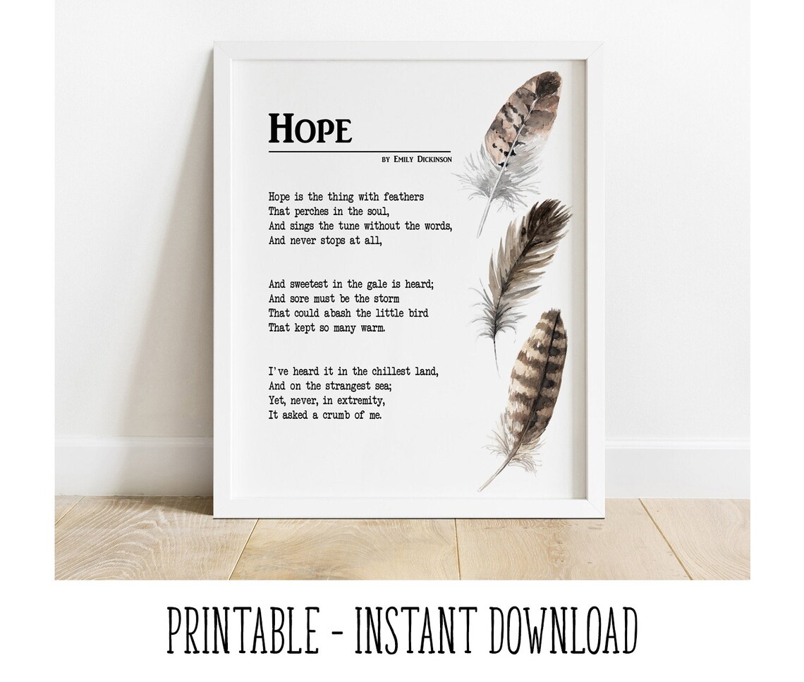 PRINTABLE Hope Poem by Emily Dickinson Printable - Etsy Canada
