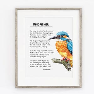 Kingfisher Poem, Nature Wall Art, Bird Poetry Poster, River Fisher Bird ...