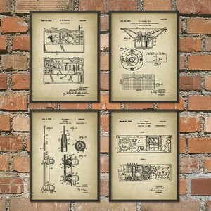 Radio Patent Prints Set of 4 - Engineering Patent - Lear Radio Receiver ...