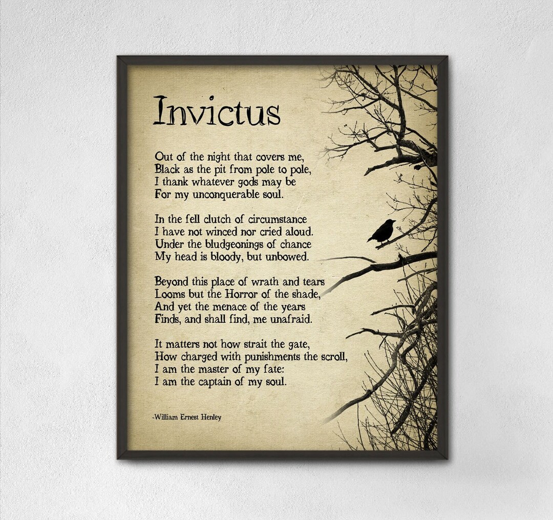 Invictus Poem by William Ernest Henley Typography Print, Inspirational ...