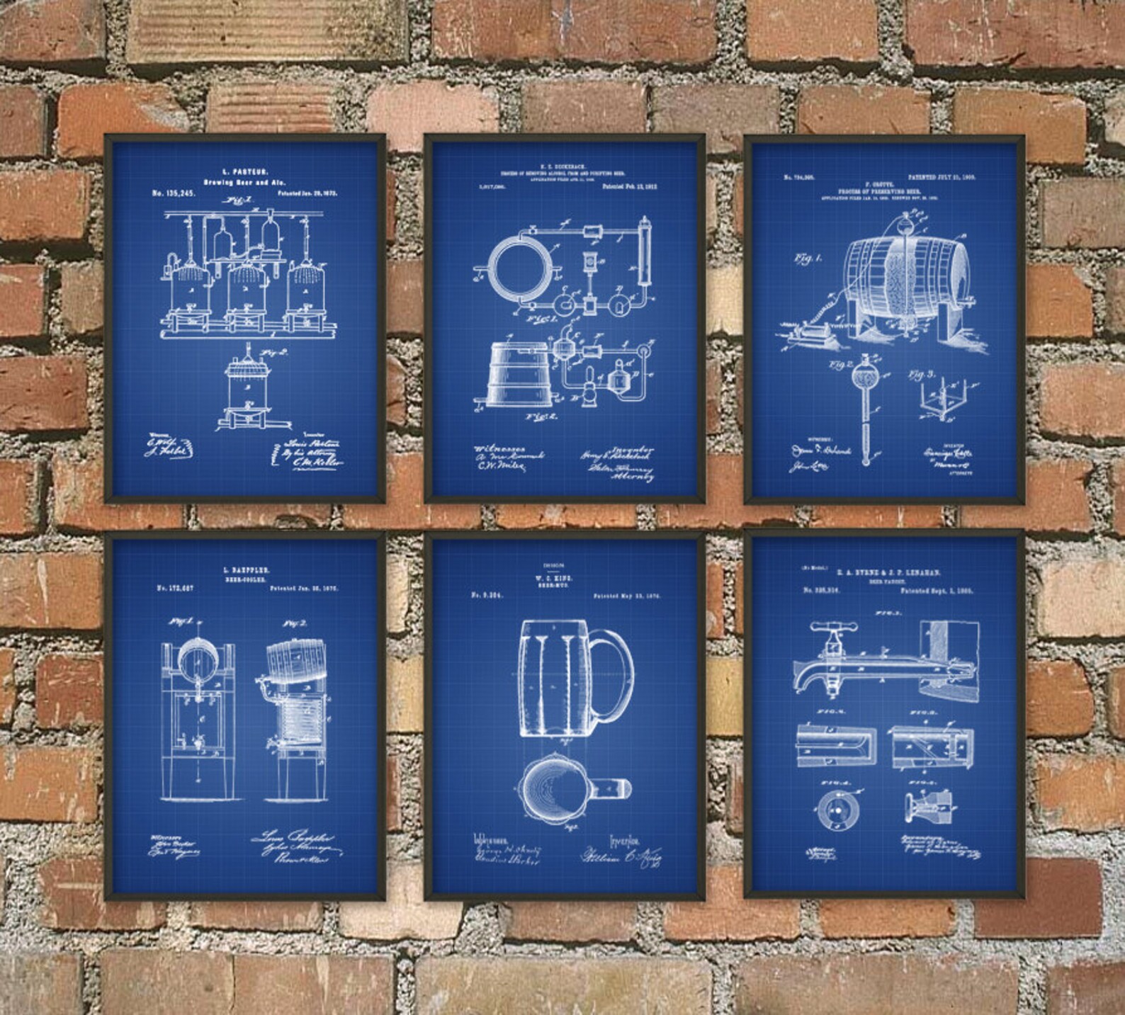 Beer Brewing Patent Prints Set of 6 - Beer Poster - Beer Art - Beer ...