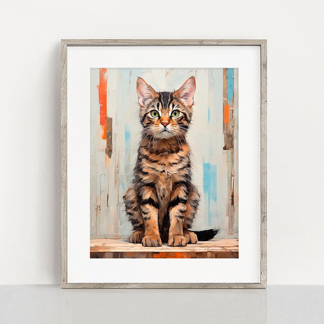 Tabby Cat Print, Cute Kitten Painting, Modern Wall Art - Etsy
