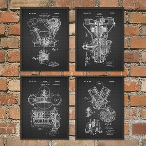 Ford Car Mechanic Wall Art Set of 4 #1, Car Design, Garage Mechanic ...