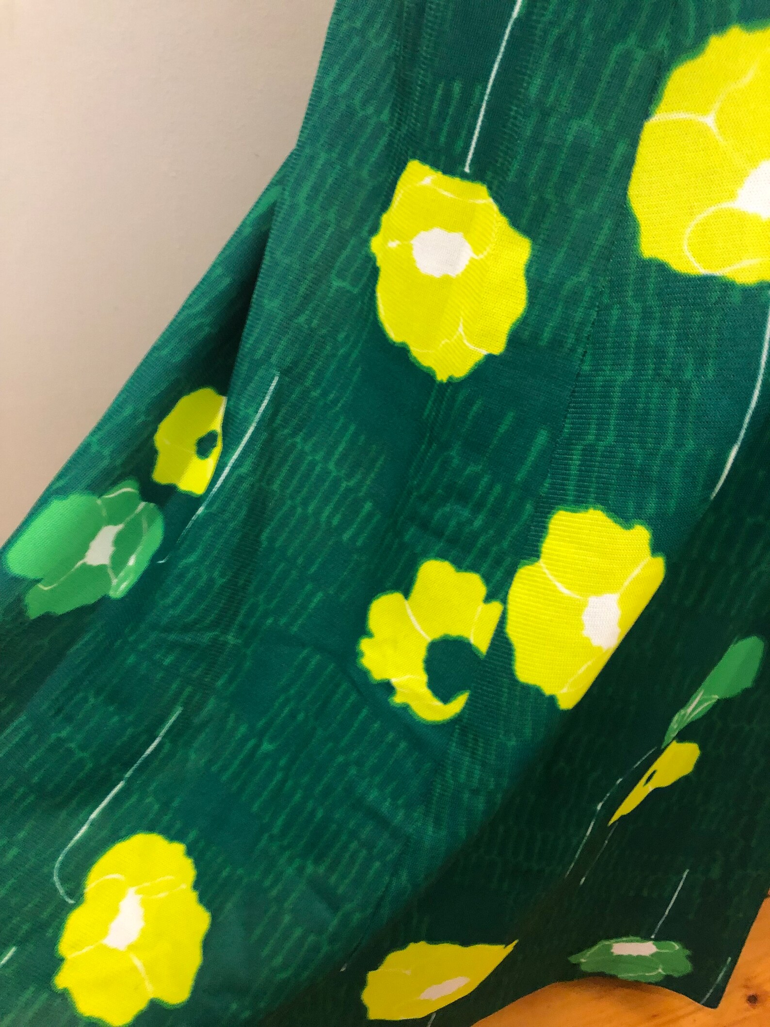 Vintage BARBARELLA 70s Long Maxi Green Yellow Skirt Sz S Textured ...