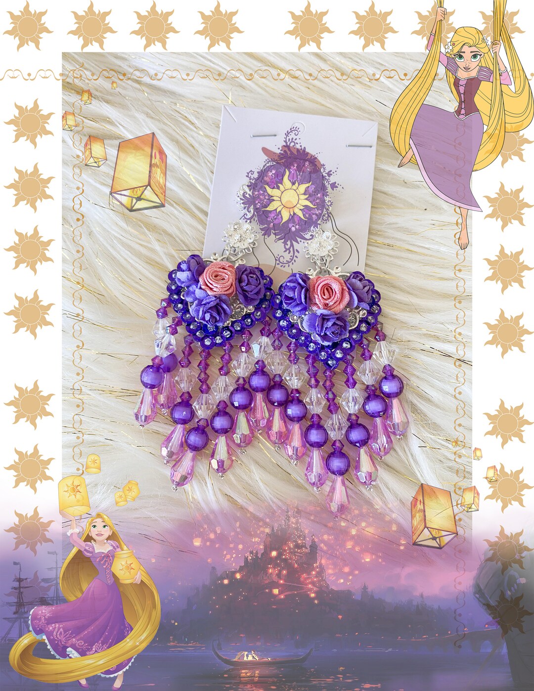 Disney Princess Rapunzel Themed Handmade Hand-beaded Purple and Pink ...