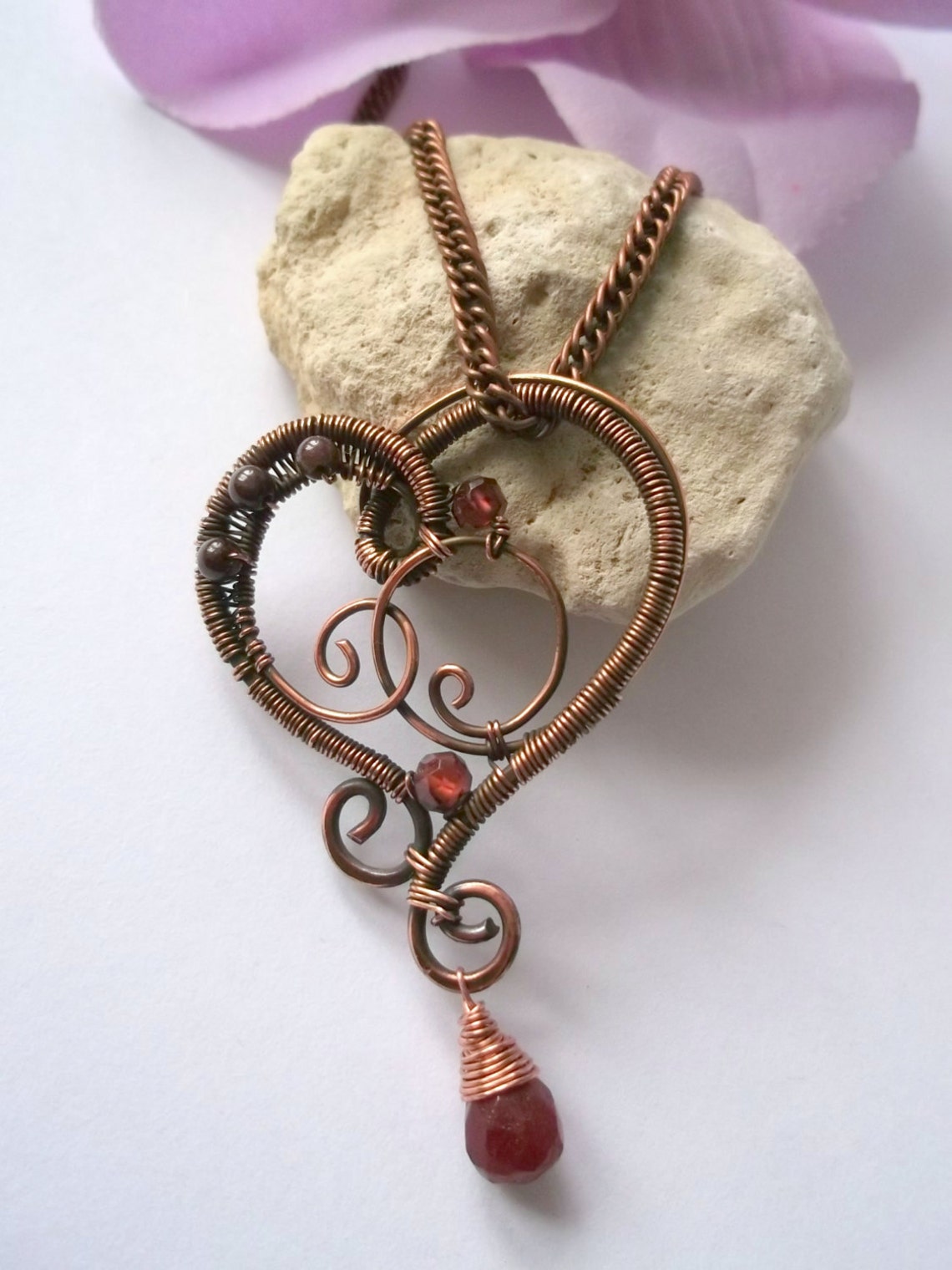 Heart Pendant - Copper Pendant - Wire Wrap Pendant - Etsy
