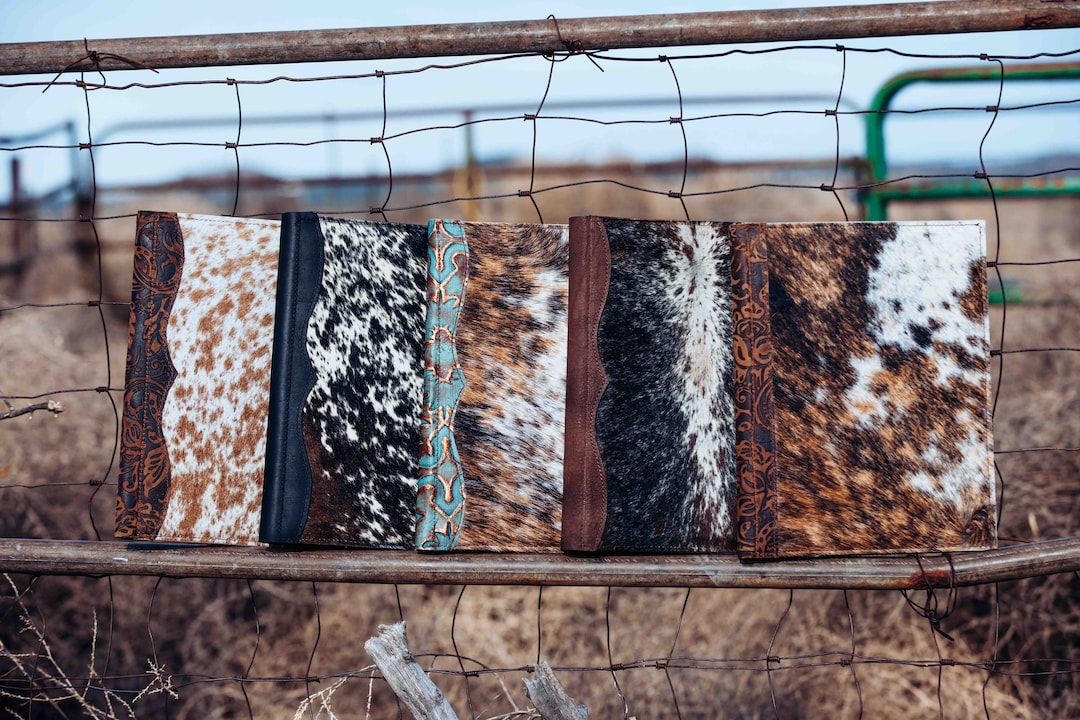 Cowhide Portfolio Cover Western Notebook Cowhide Guestbook Western ...