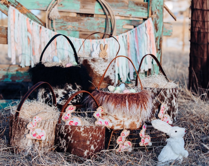 Cowhide Easter Basket Western Kids Easter Basket Cowboy Easter Basket ...