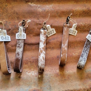 Cowhide Keyring Cowhide Keychain Cowhide Leather Keyring Western ...