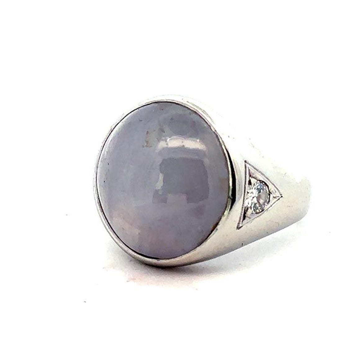 Star Sapphire Pinky Ring in White Gold - Etsy
