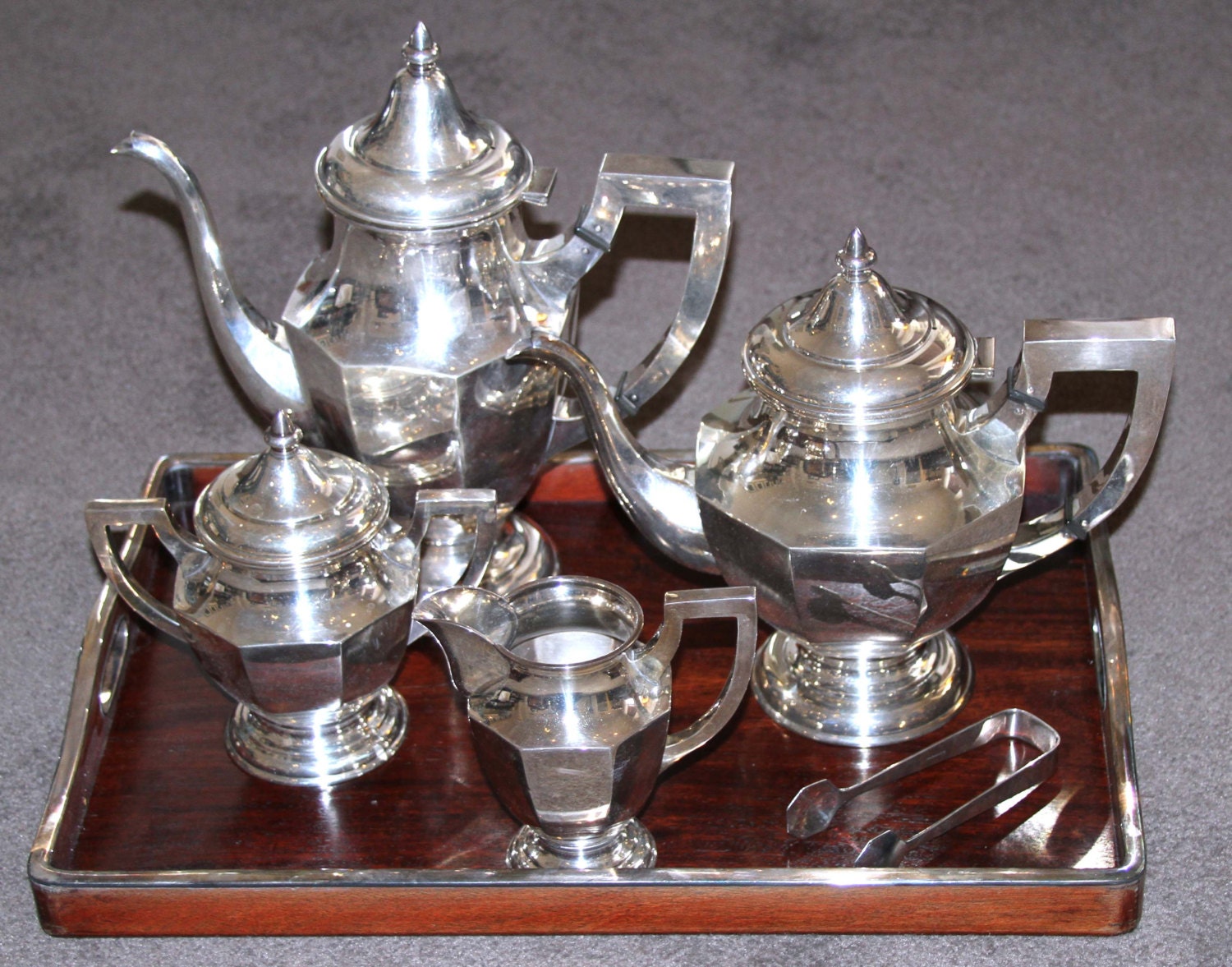 Art Deco Silver Coffee/tea Service With Tray and Original Carrying Case ...