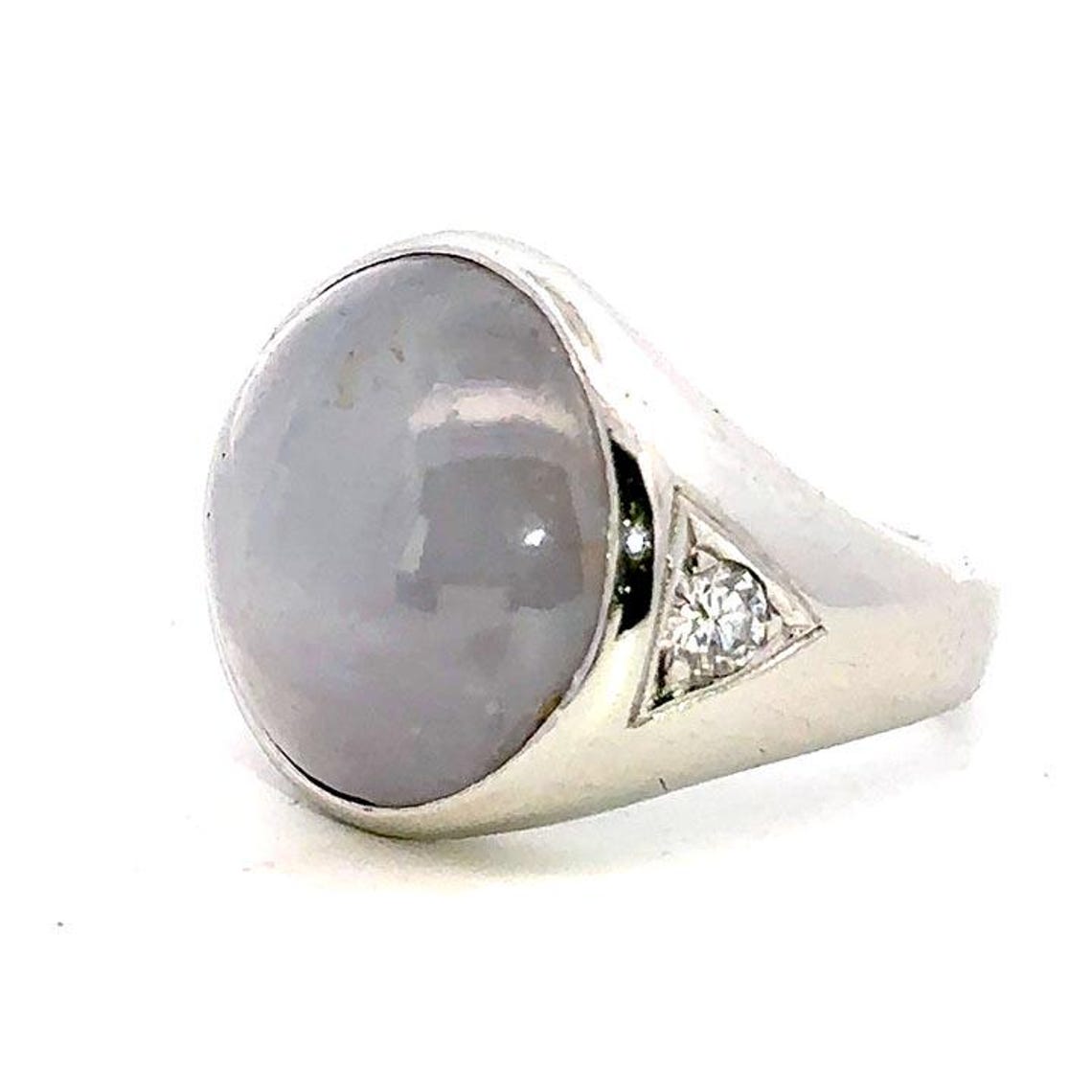 Star Sapphire Pinky Ring in White Gold - Etsy