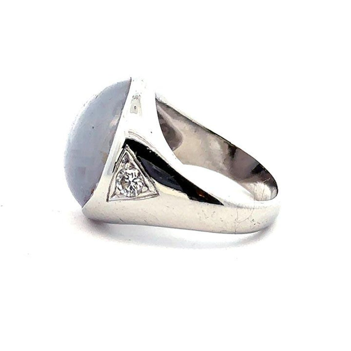 Star Sapphire Pinky Ring in White Gold - Etsy