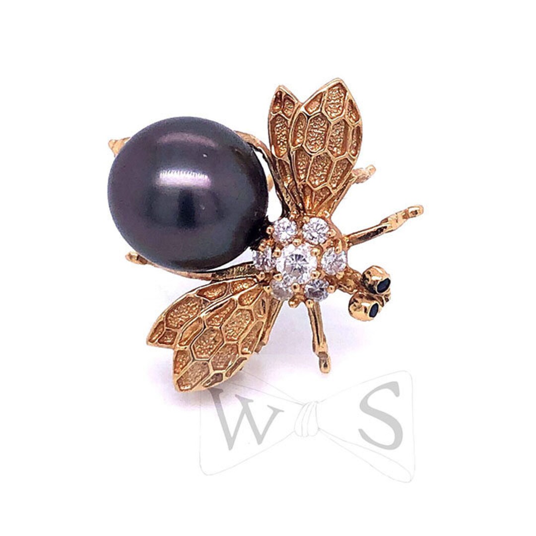 Yellow Gold Tahitian Pearl Bee Pin - Etsy