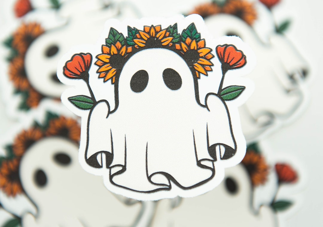 Flower & Ghost Sticker - Etsy