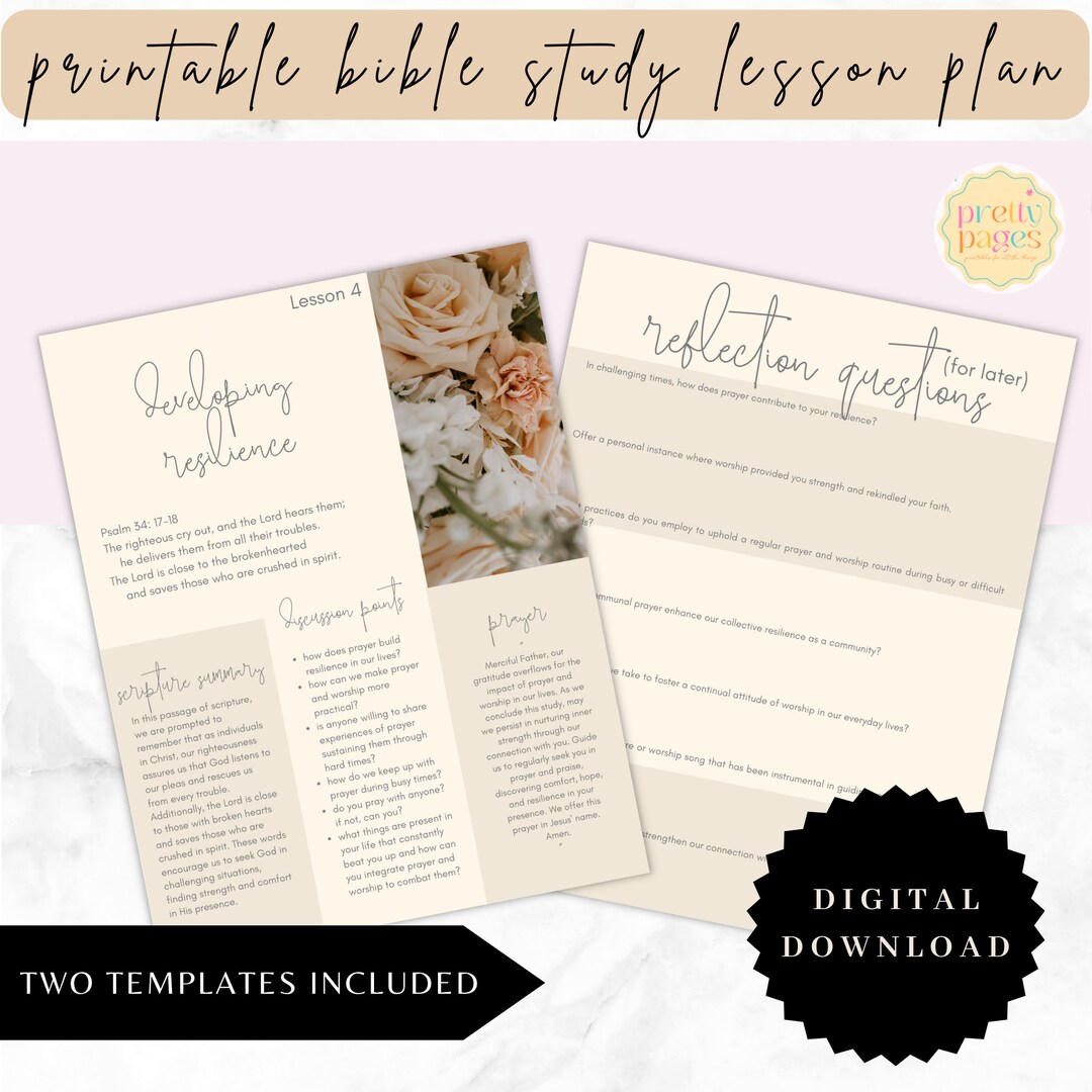 Bible Study Lesson Plan- Developing Resilience [printable PDF] - Etsy