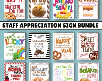 Staff and Teacher Appreciation Sign Bundle, School PTO PTA Food ...