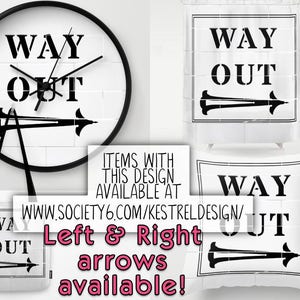 Printable A4/letter Art Poster Way Out Tile Painted Sign Left Arrow DIY ...