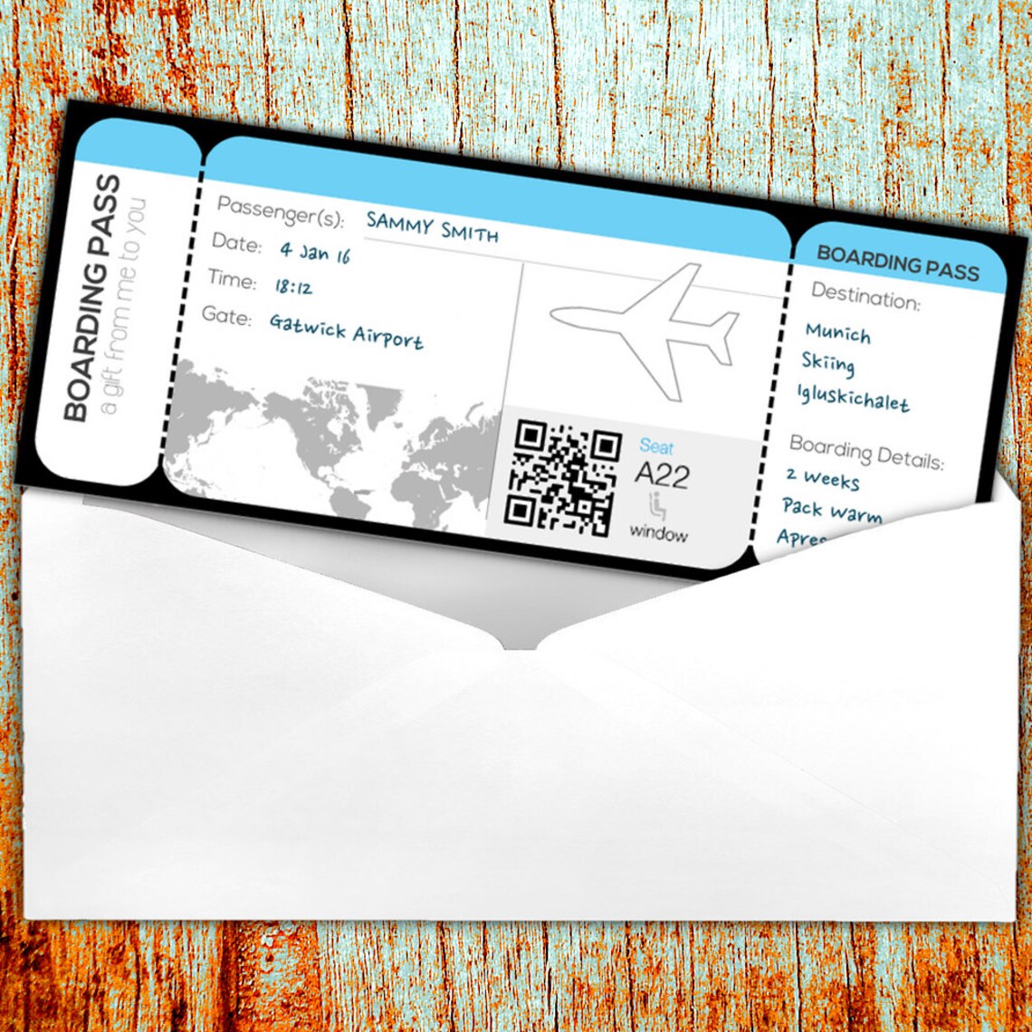 Boarding Card Style Customisable Gift Voucher · Instant DOWNLOAD ...