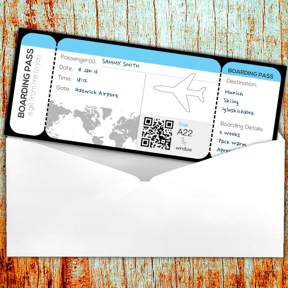 Boarding Card Style Customisable Gift Voucher · Instant DOWNLOAD ...