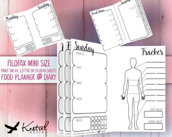 Printable Diet Planner & Diary Filofax Mini Size | Etsy