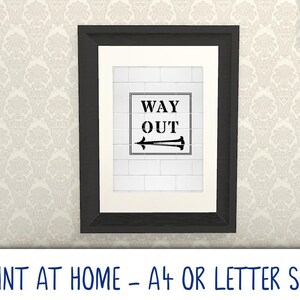 Printable A4/letter Art Poster Way Out Tile Painted Sign Left Arrow DIY ...
