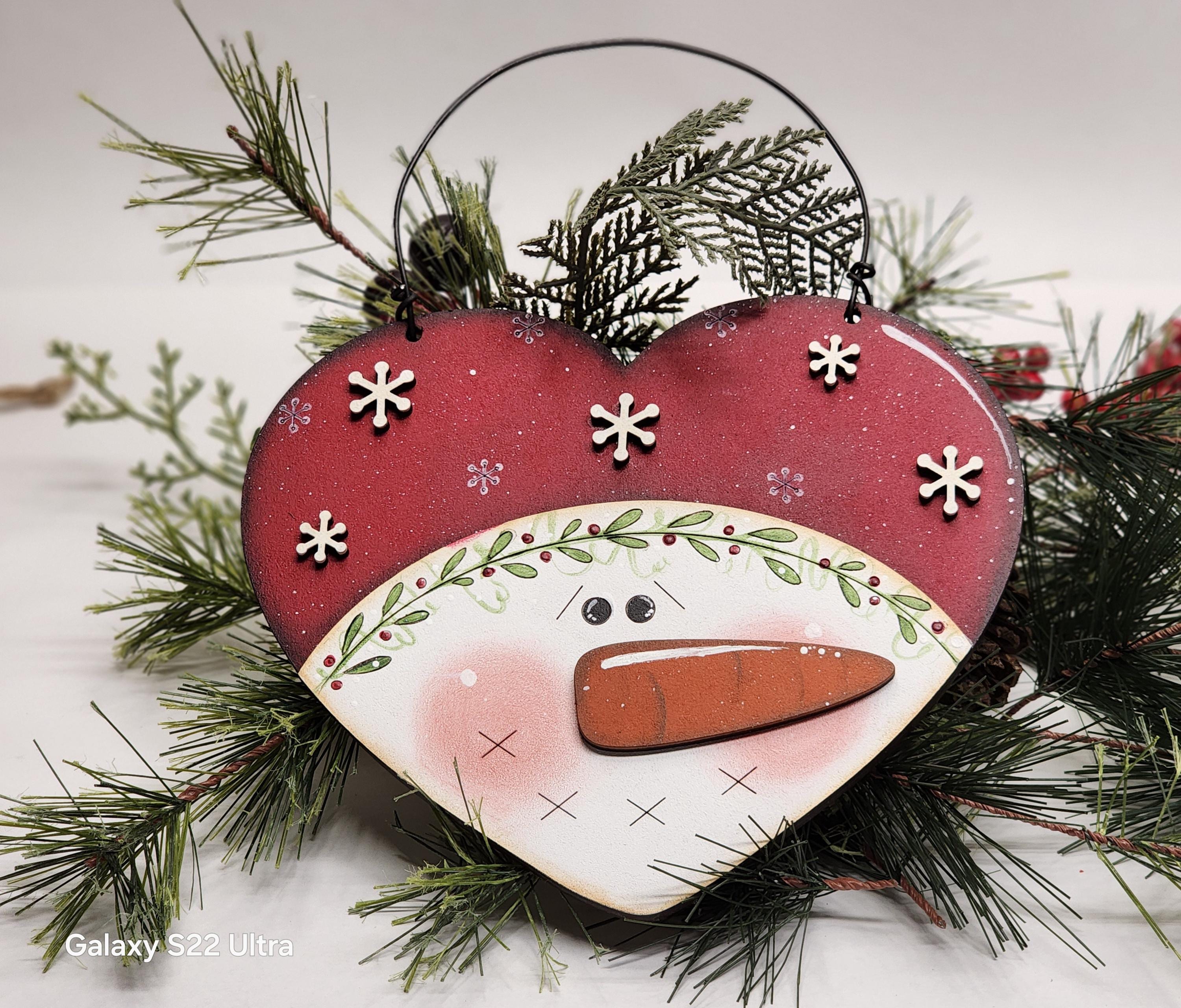 Snowman Heart Ornament SVG Laser Cut Files, Vintage Door Hanger - Etsy