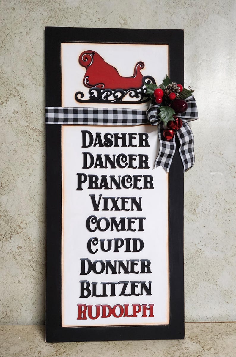 Santa's Reindeer Sign, Laser Cut Christmas Decor (SVG File) - Etsy