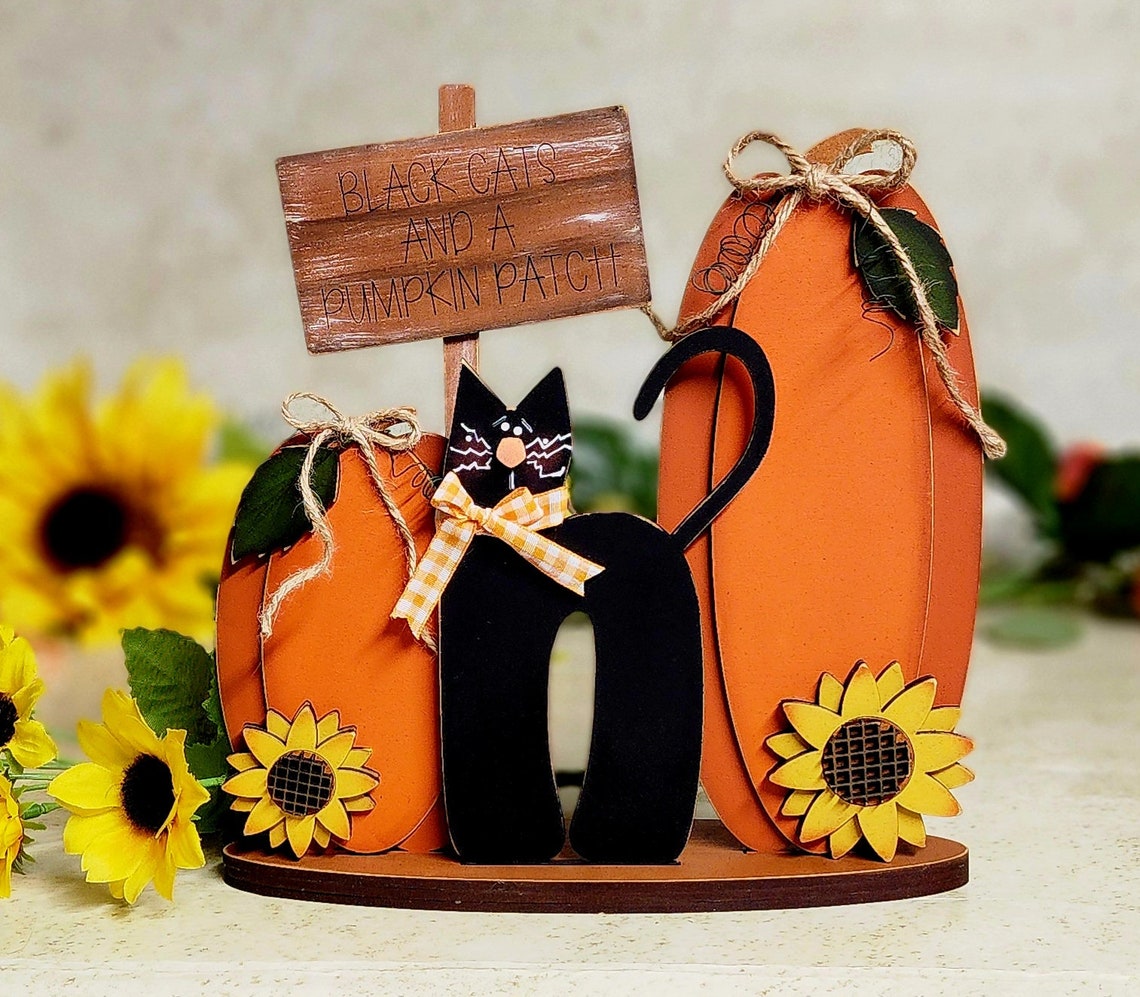 Black Cat Pumpkin Patch SVG, Halloween Laser Cut File - Etsy
