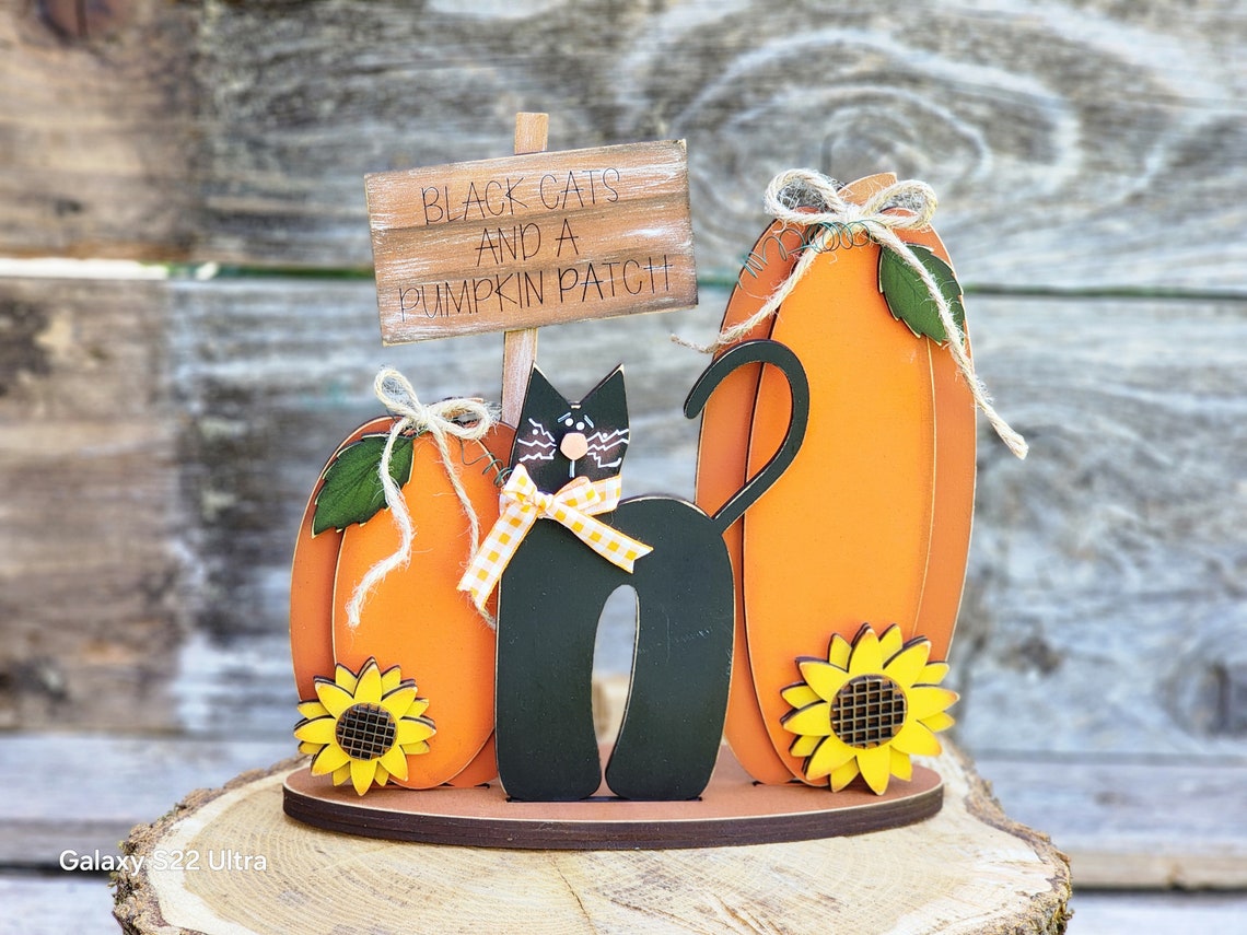 Black Cat Pumpkin Patch SVG, Halloween Laser Cut File - Etsy