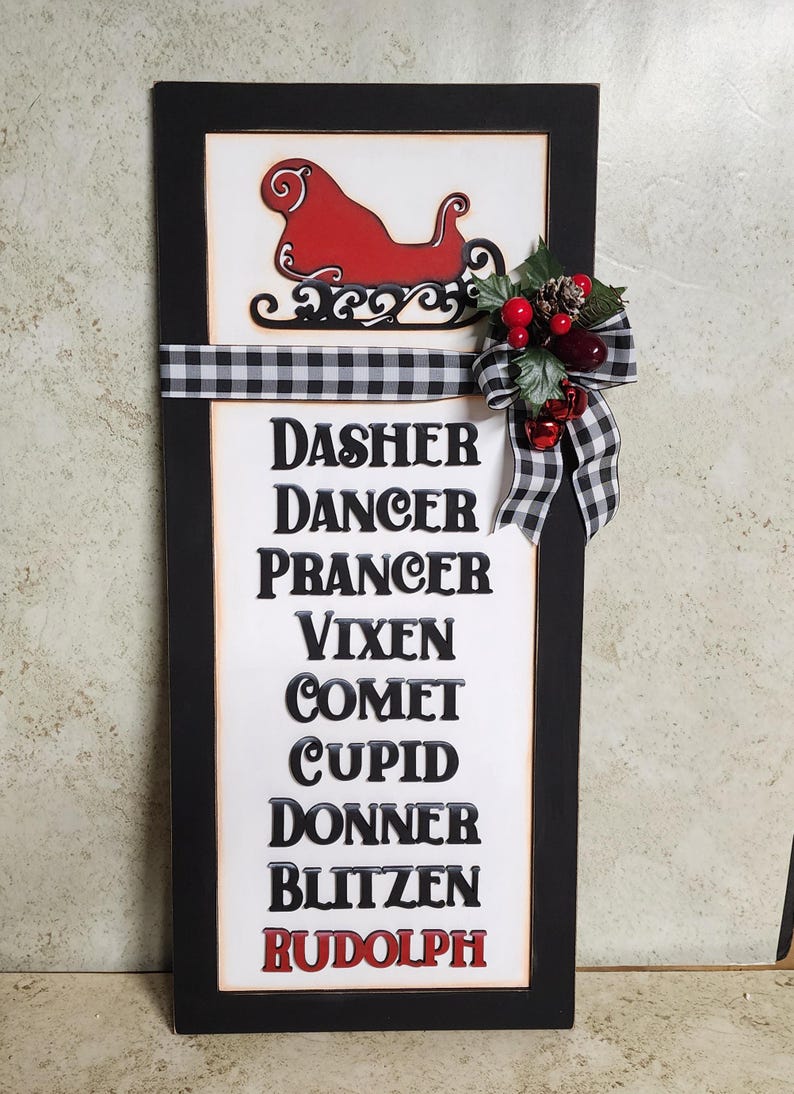 Santa's Reindeer Sign, Laser Cut Christmas Decor (SVG File) - Etsy