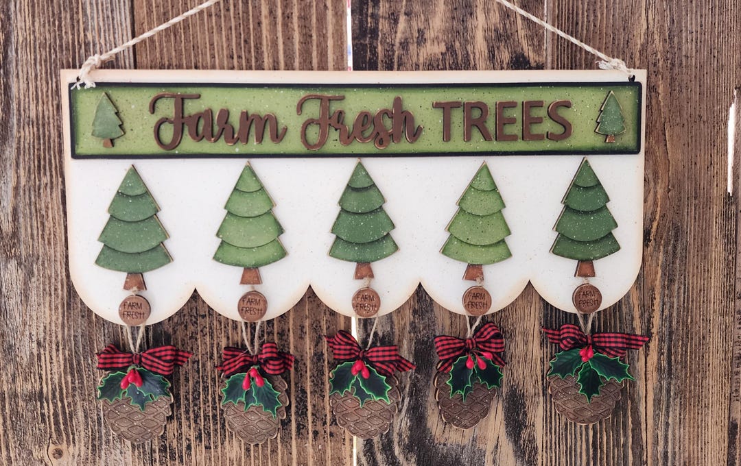 Farm Fresh Trees Wall Whimsy | Christmas Tree Sign With Interchangeable ...