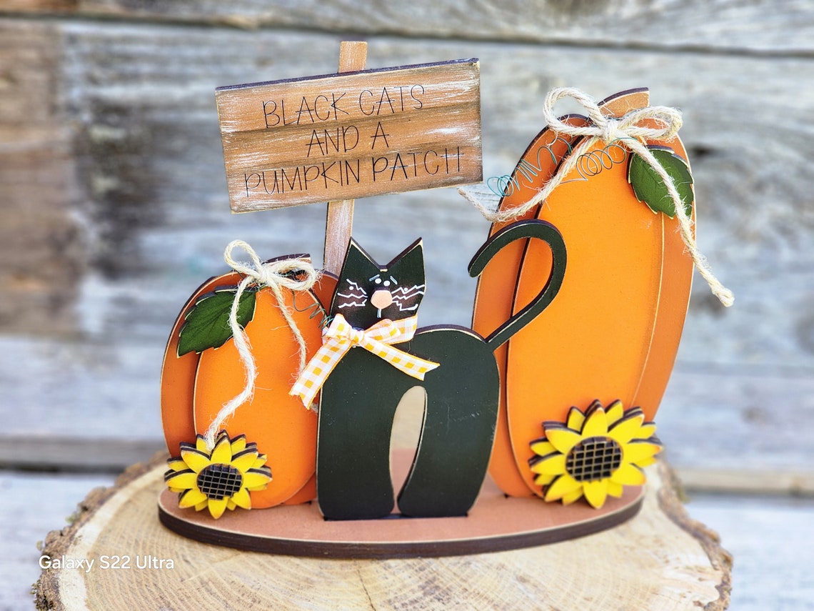 Black Cat Pumpkin Patch SVG, Halloween Laser Cut File - Etsy