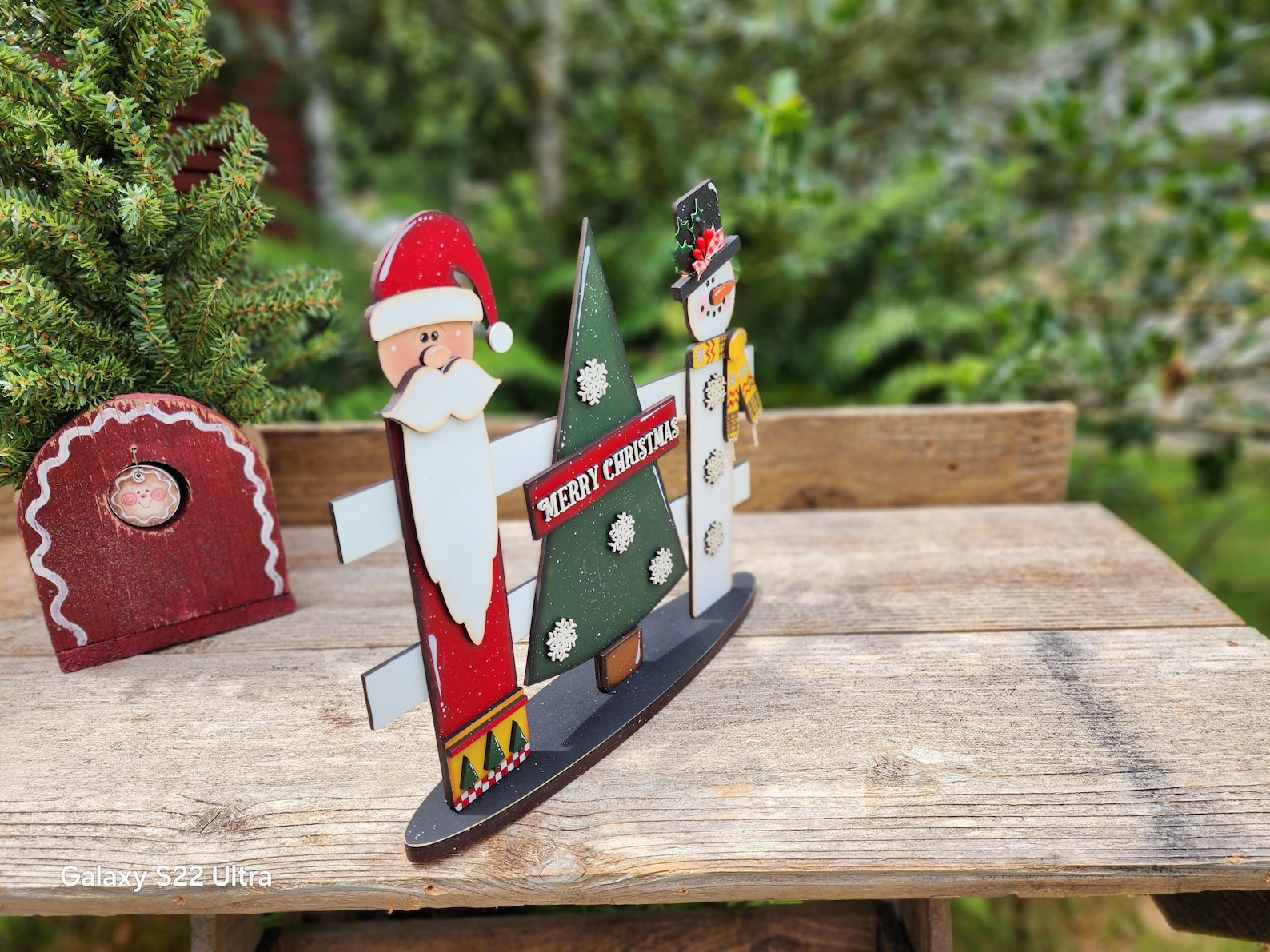 This Laser Cut File is a Christmas Trio Picket Fence Featuring a Santa ...
