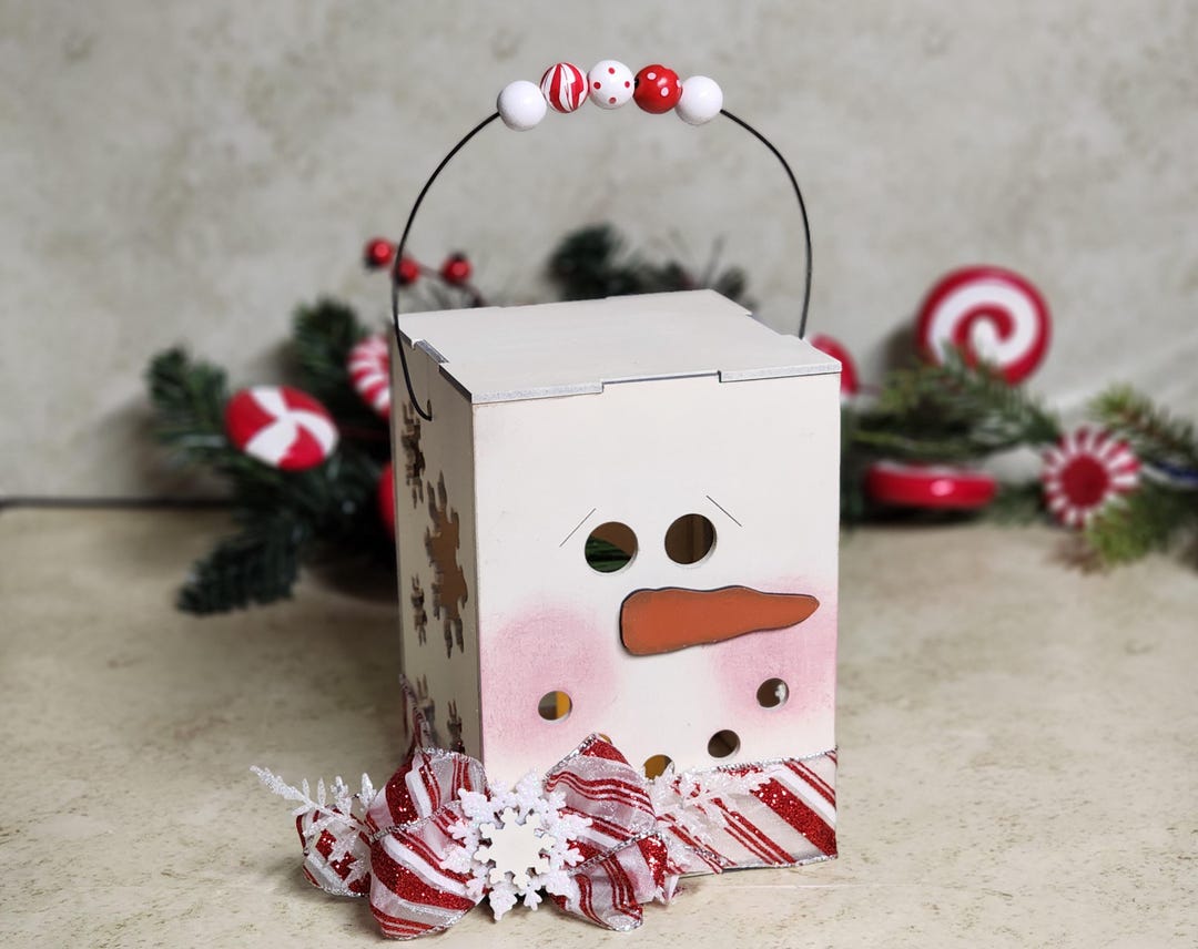 Snowman Lantern SVG: Winter Decor, Christmas Laser Cut File - Etsy