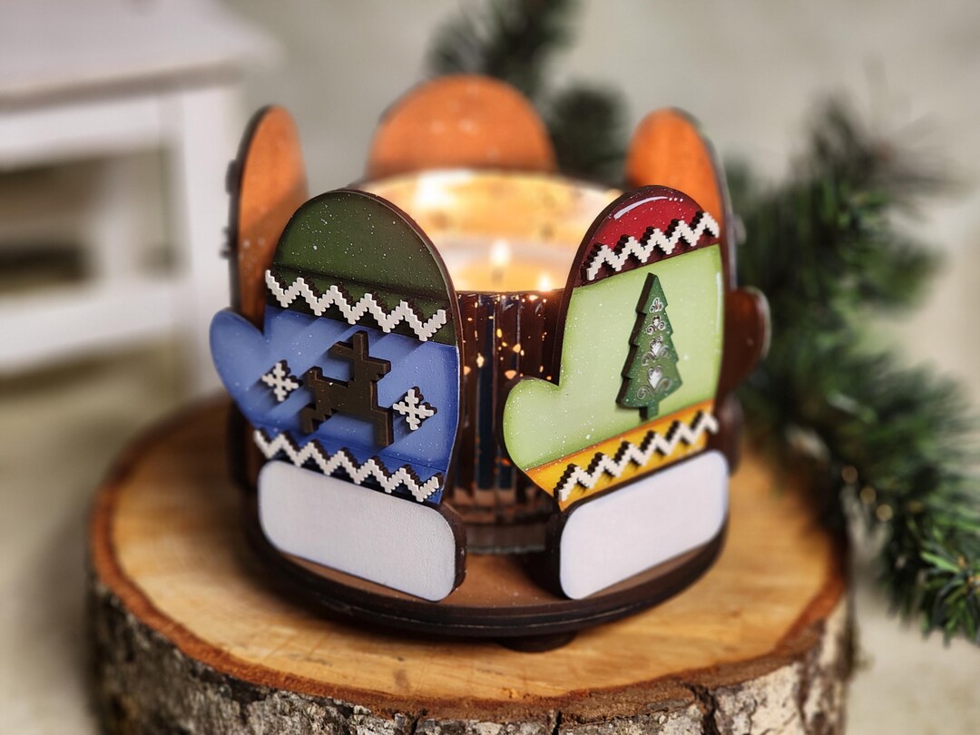 Mitten Candle Holder SVG File, Laser Cut Holiday Decor (digital Files ...