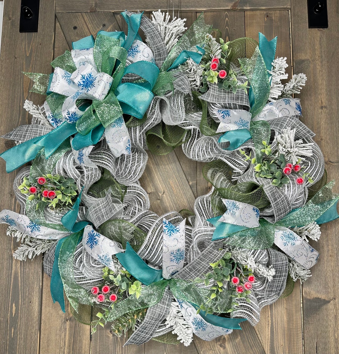 Winter Wreath, Winter Front Door Wreath, Snowflake Decor, Winter Door ...