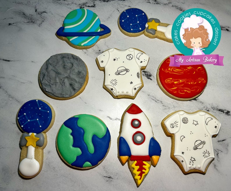 Spaceship Baby Shower Sugar Cookies - Etsy