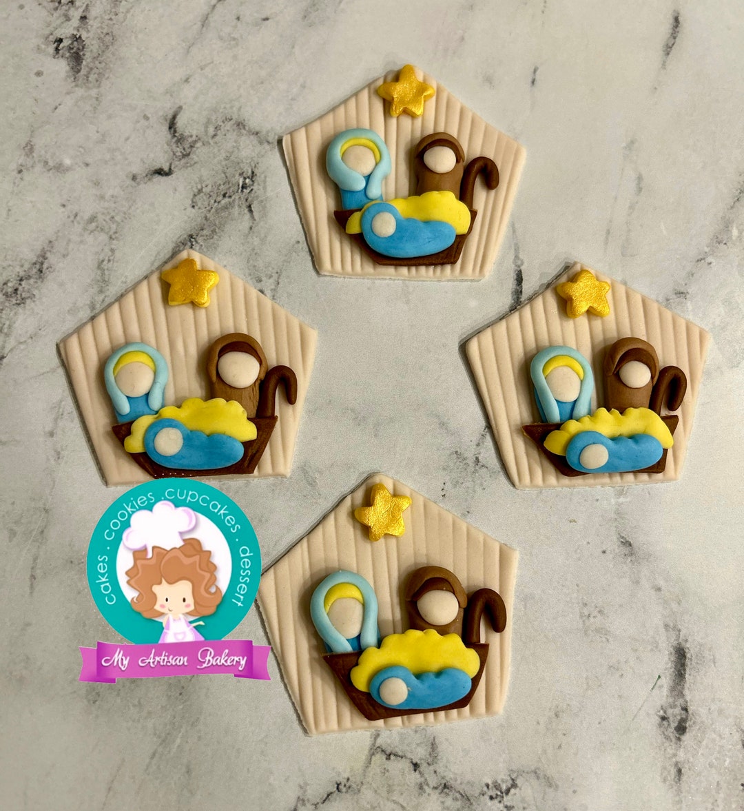 Nativity Fondant Cupcake Topper - Etsy