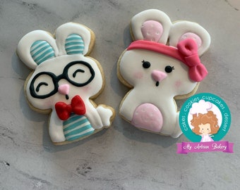 Sugar Cookies White Bunny Cookies Iced Easter Rabbit Decorated Sugar ...