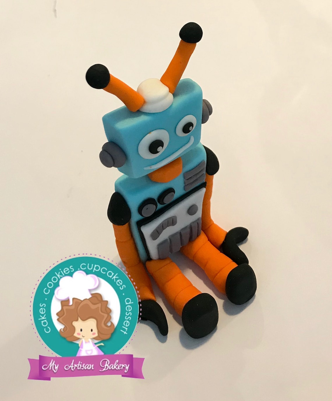 Robot Fondant Cake Topper - Etsy