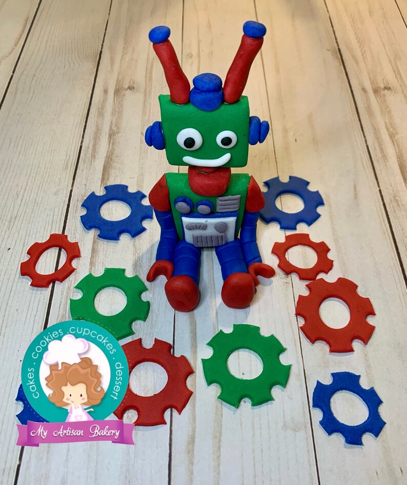 Robot Fondant Cake Topper - Etsy