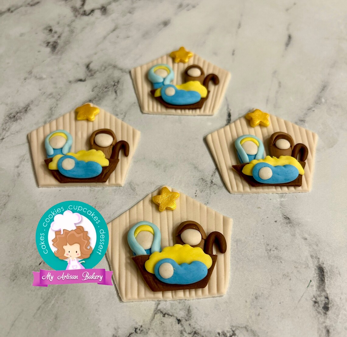 Nativity Fondant Cupcake Topper - Etsy