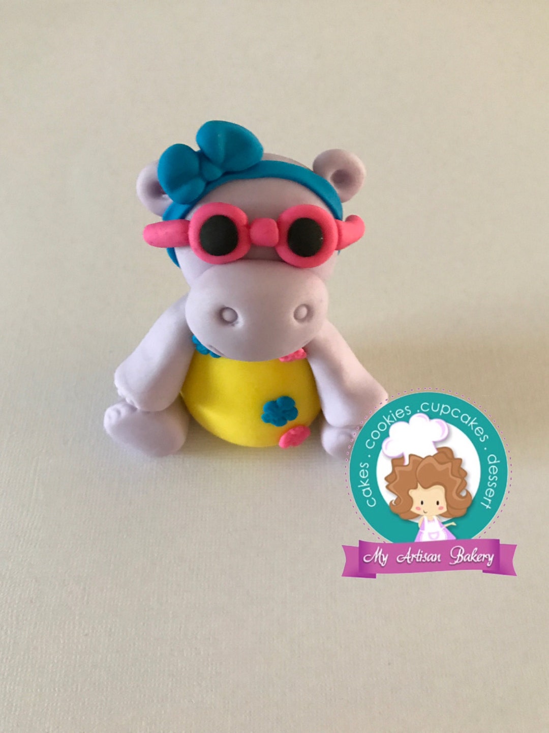 Hippo Fondant Cake Topper - Etsy