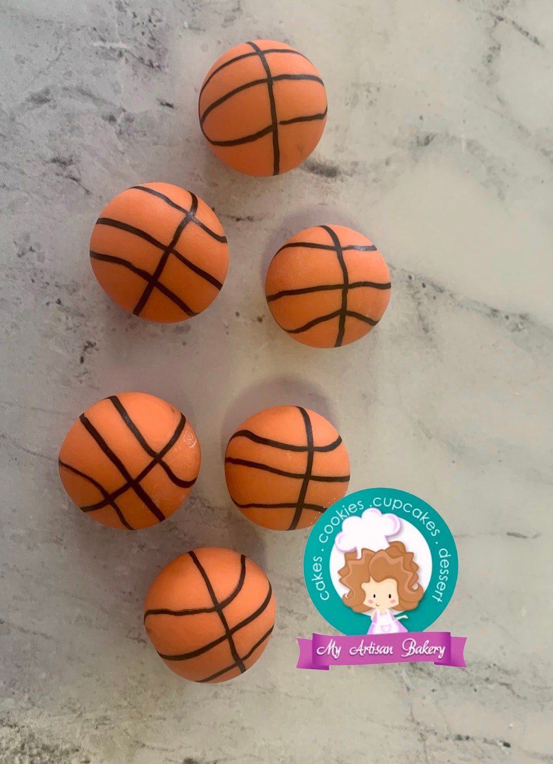 Basketball Fondant Cupcake Topper - Etsy