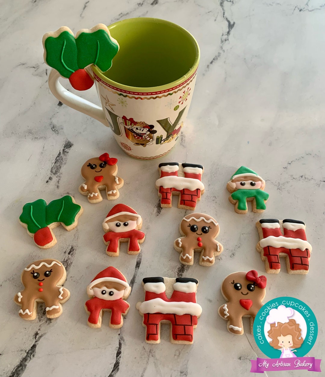 Christmas Mini Coffee Mug Hugger Cookies, Hand-decorated, Royal Icing ...