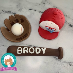 Baseball Mitt, Bat and Cap Fondant Cake Topper - Etsy