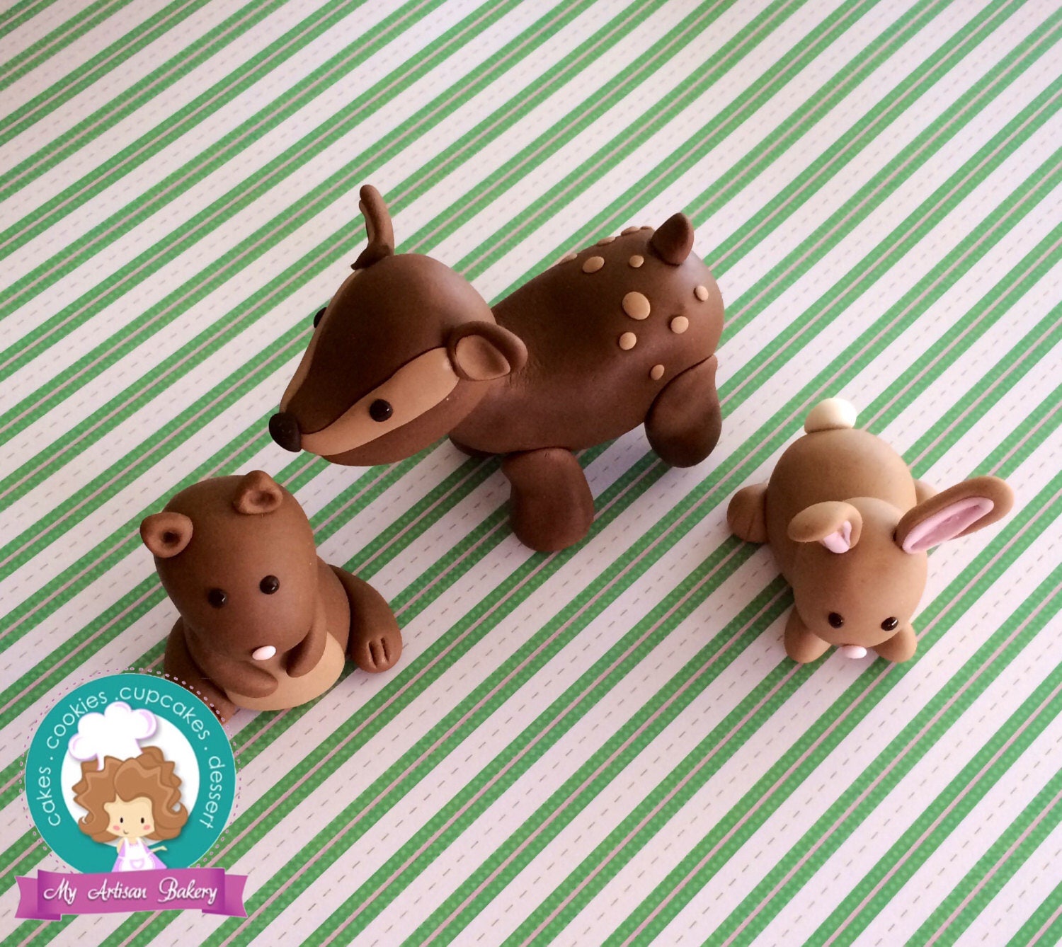 Baby Reindeer, Bunny and Squirrel Fondant Cake Topper - Etsy